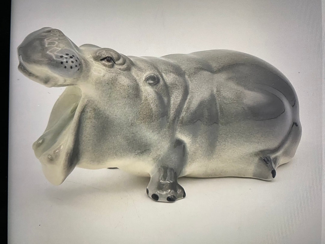 Vintage Szeiler Studio - Yawning Hippo Pottery Figurine Hippo Ornament ...