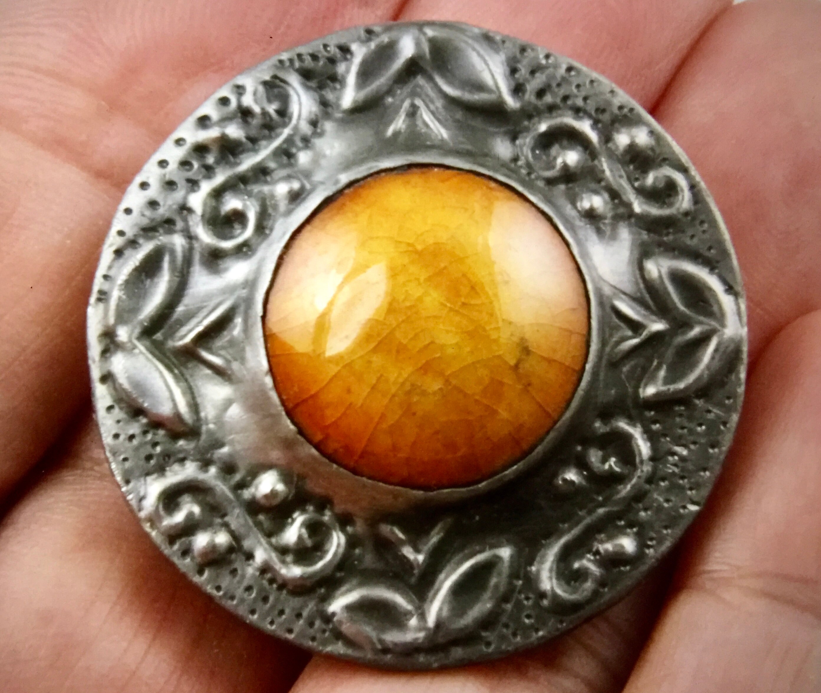 Antique Arts and Crafts Prentice of Chipping Campden Pewter Brooch/Pin ...