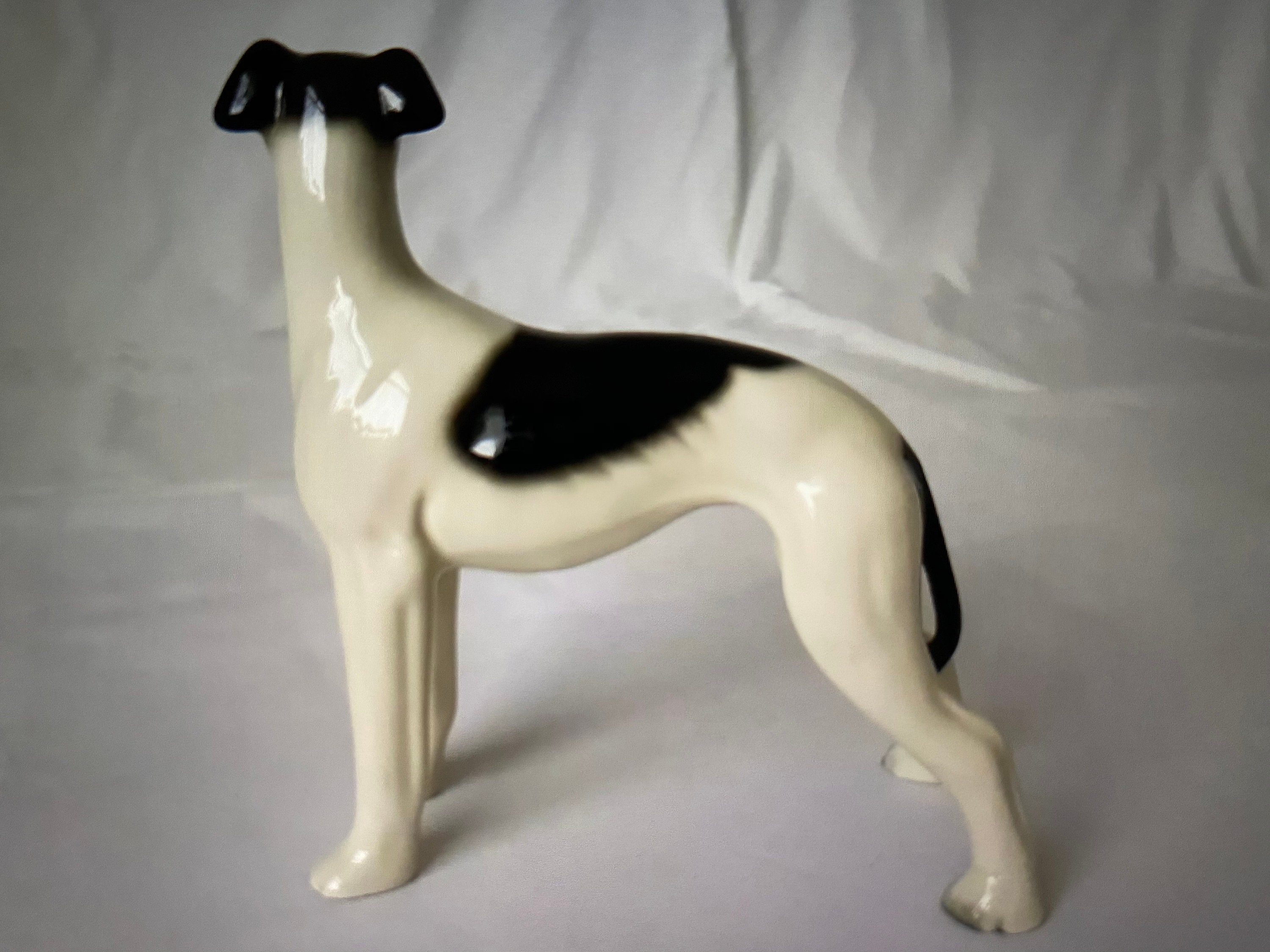 Vintage Coopercraft Black & White Greyhound Dog Figurine
