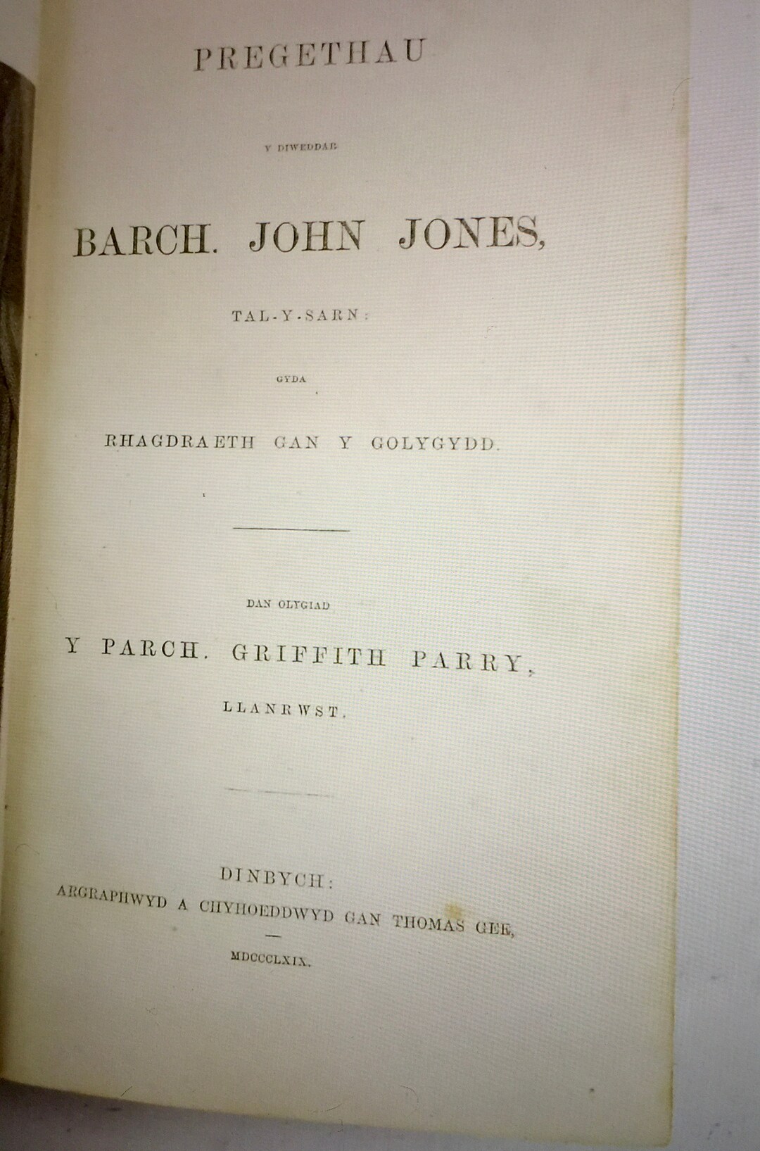 PREGETHAU - Barch JOHN JONES Antique Welsh Language Hardback Book ...