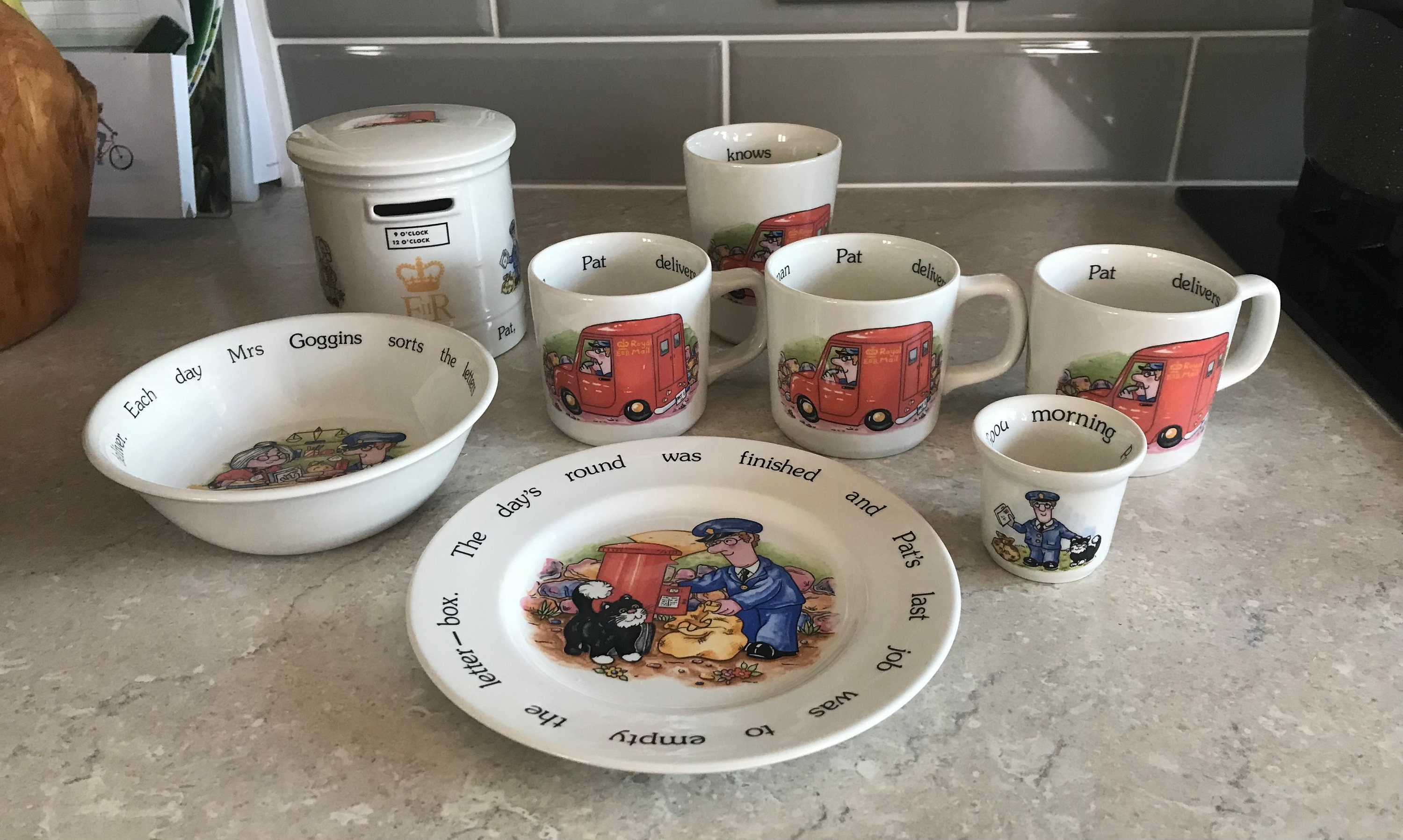 Vintage POSTMAN PAT Set of 8 items - Mix of Coalport and Crown ...