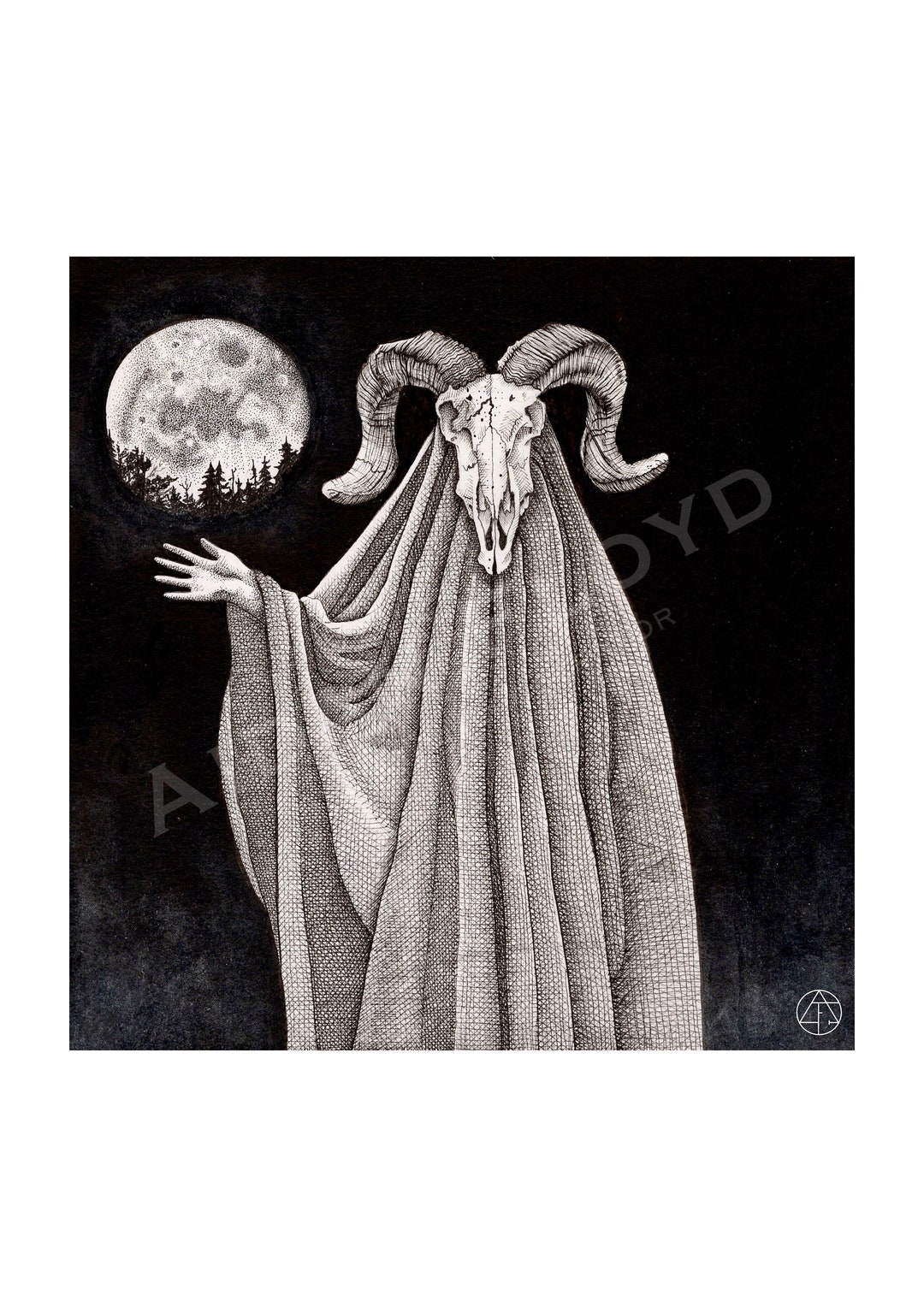 The Moon Demon Dark Art Illustration Fine Art Print Original Artwork - Etsy