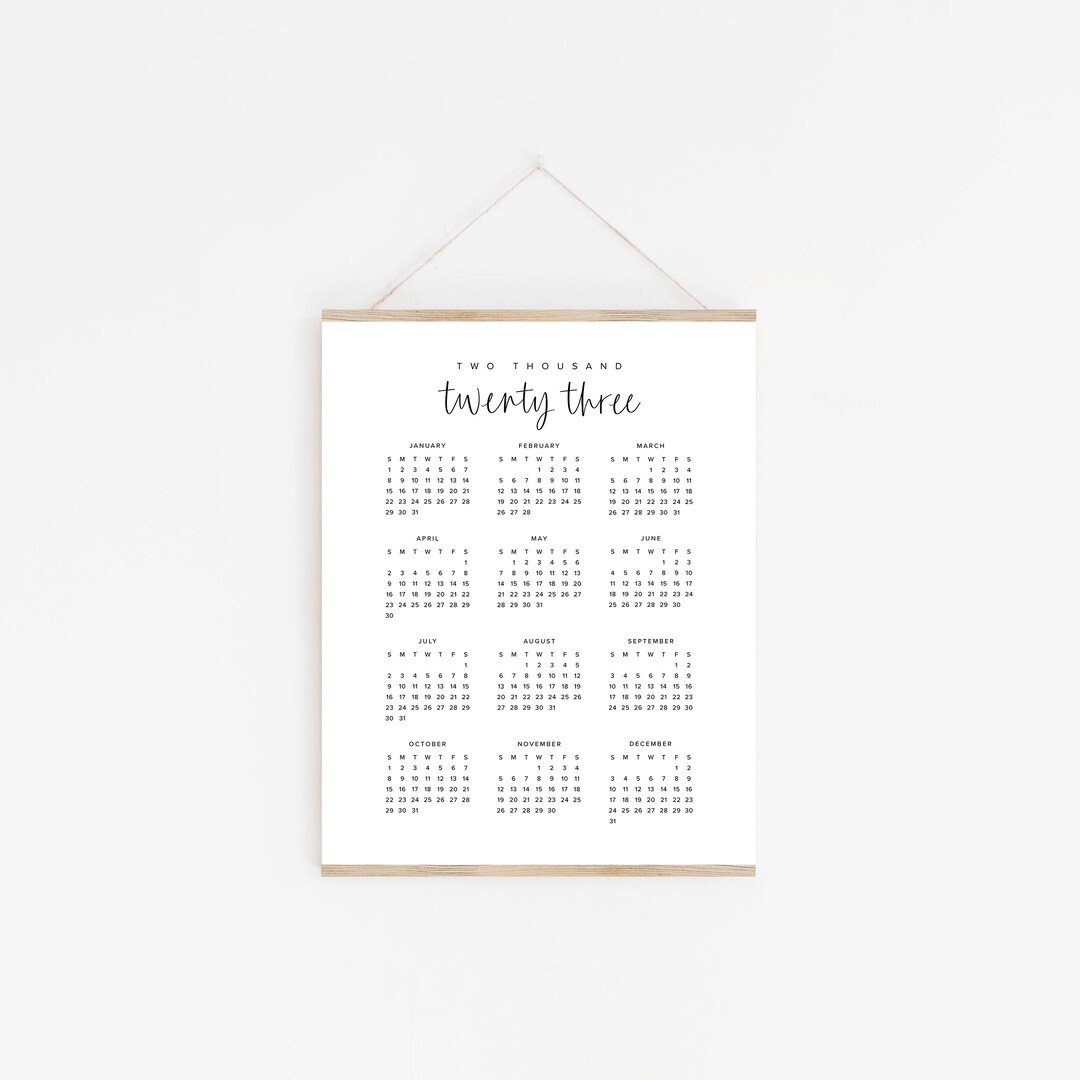 2023 Yearly Calendar Large Minimal Wall Calendar Modern - Etsy