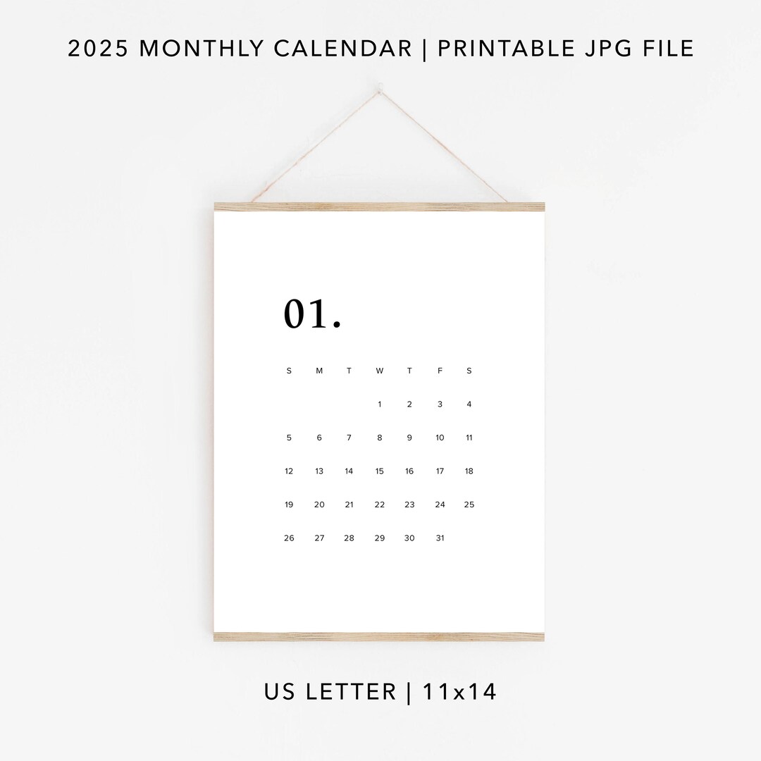 Calendario mensual imprimible 2025, planificador mensual minimalista ...