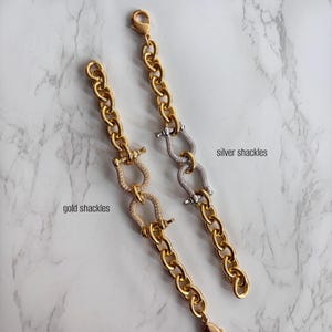 Chunky 18K Gold U Shackle Bracelet: Cubic Zirconia Lock Charm - Etsy