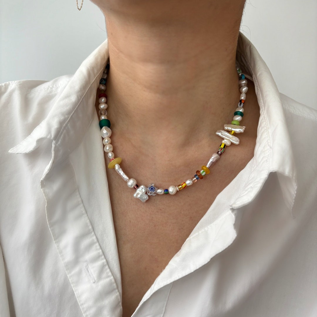 Freshwater Pearl Necklace | Genuine Pearl Necklace | Handmade Beaded ...