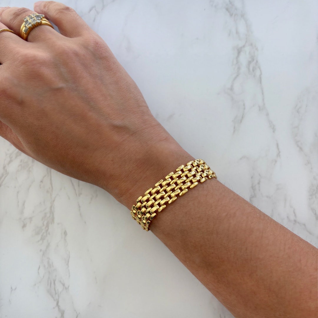 18k Gold Watch Band Chain Bracelet Flat Chain Bracelet Gold Watch Chain ...