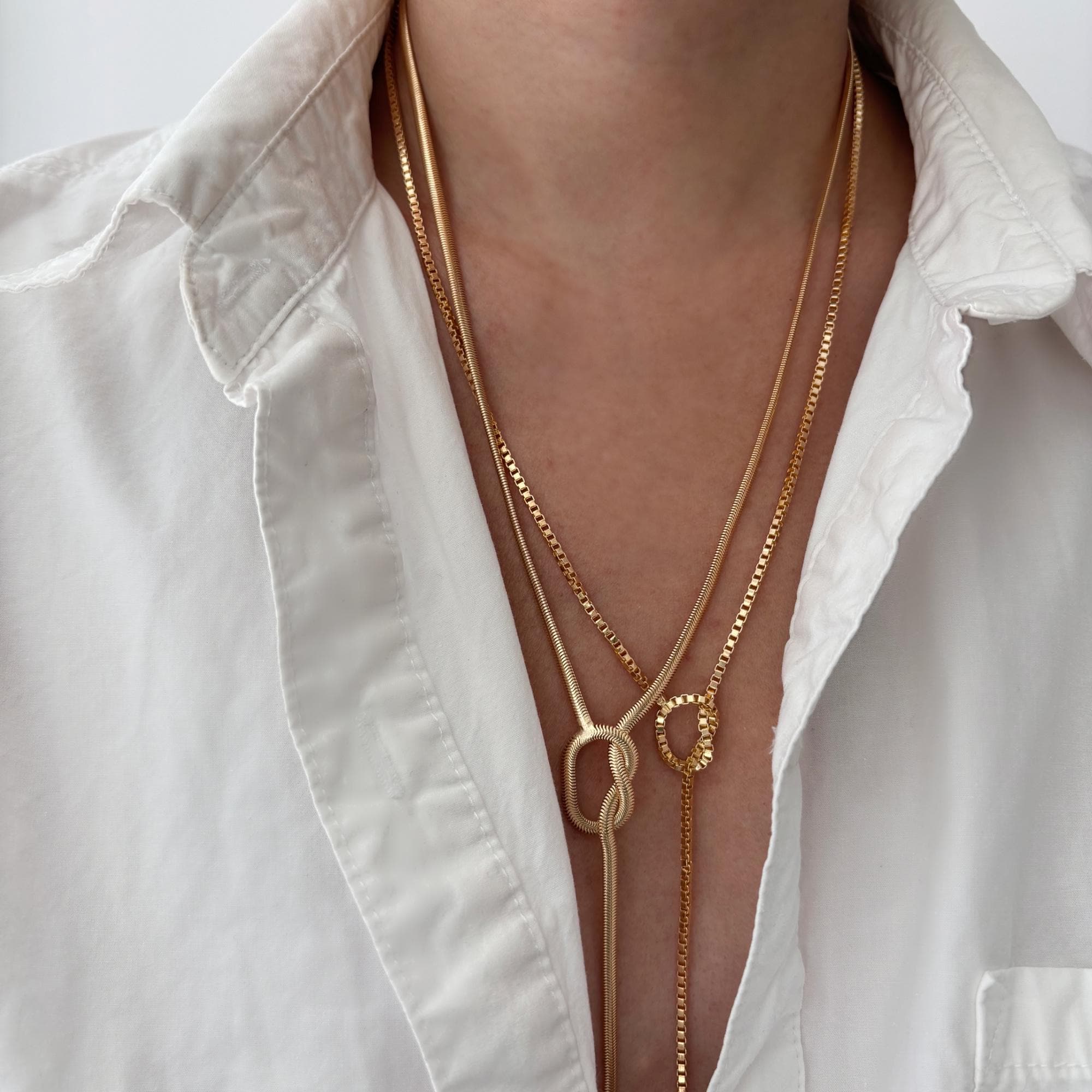 18K Gold Filled Lariat Necklace: Herringbone Snake Chain Y Drop - Etsy