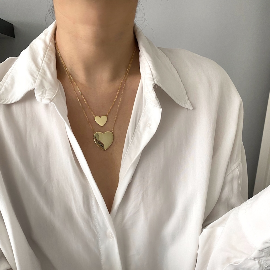 Gold Mini Heart Necklace | Sterling Silver Small Heart on Dainty Chain ...
