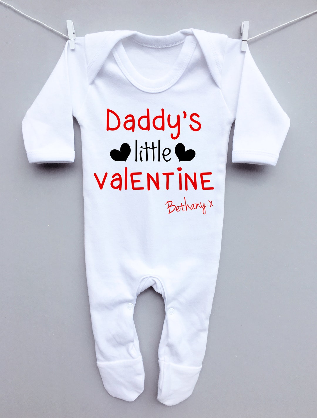 Personalised Baby Sleepsuit Romper Grow 1st Valentines Day Cute Mummy ...