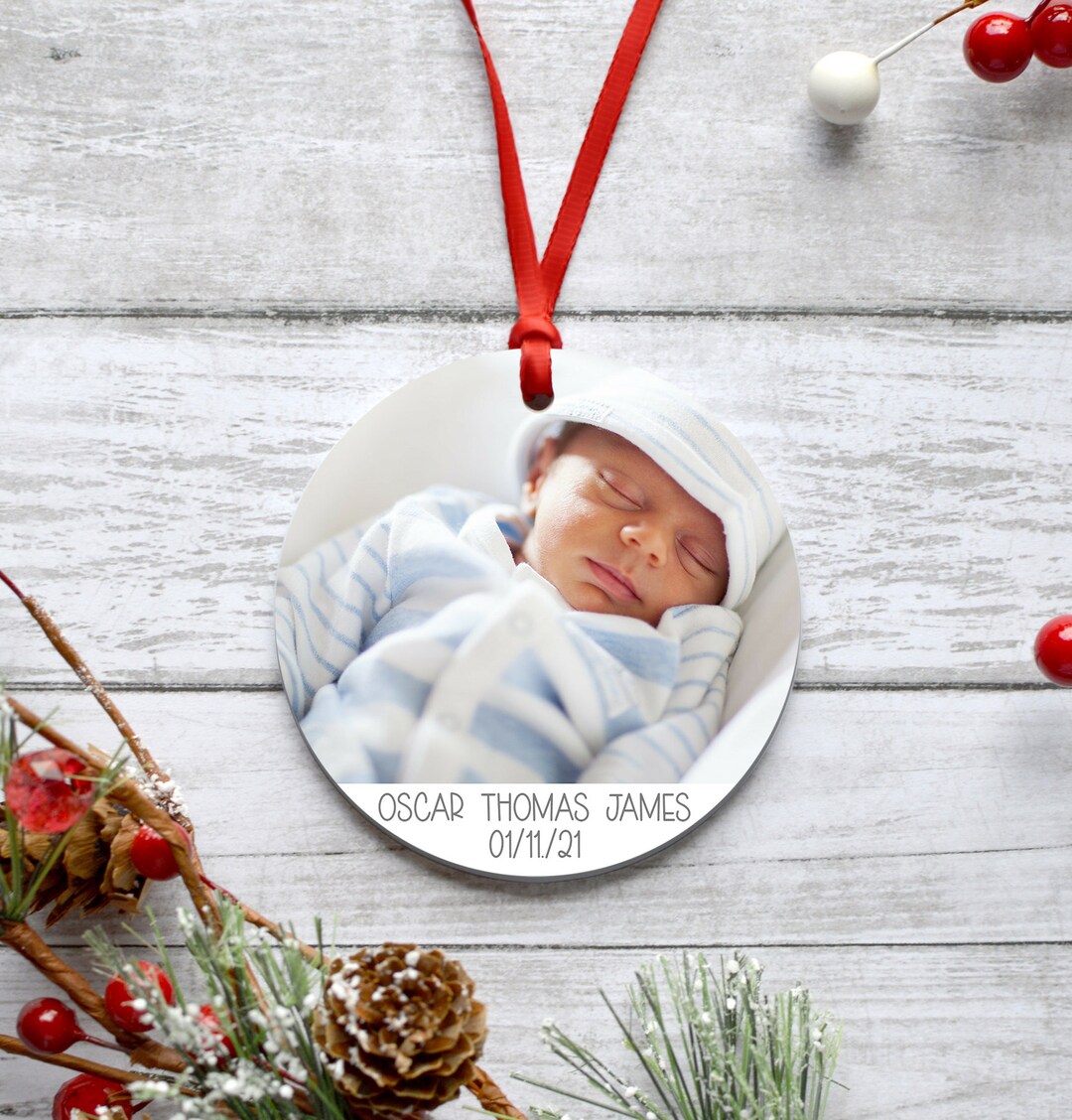 Personalised Photo Bauble Tree Decoration 1st Christmas New Baby ...