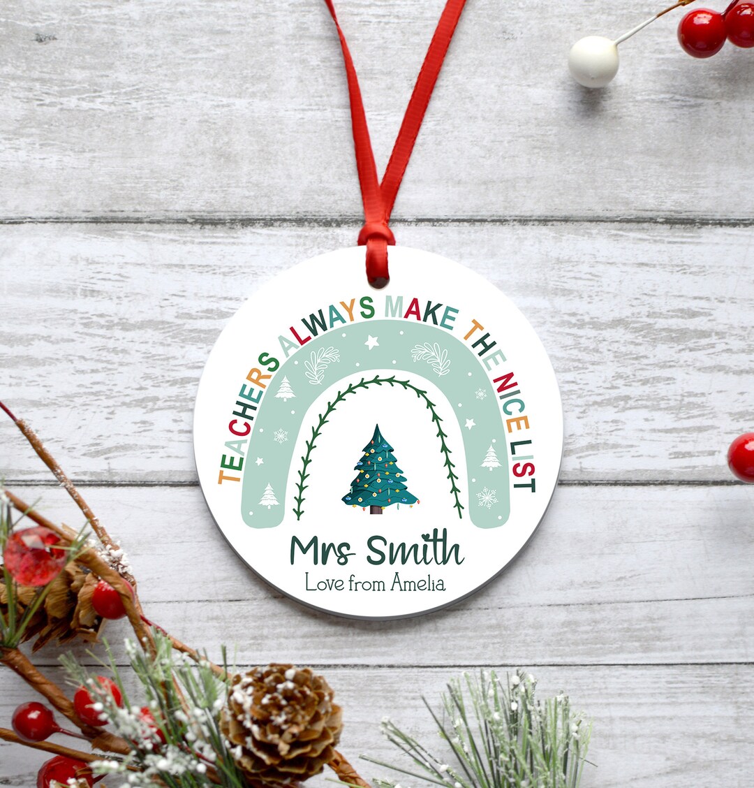 Personalised Bauble Tree Decoration Christmas Teacher Gift Nice List ...