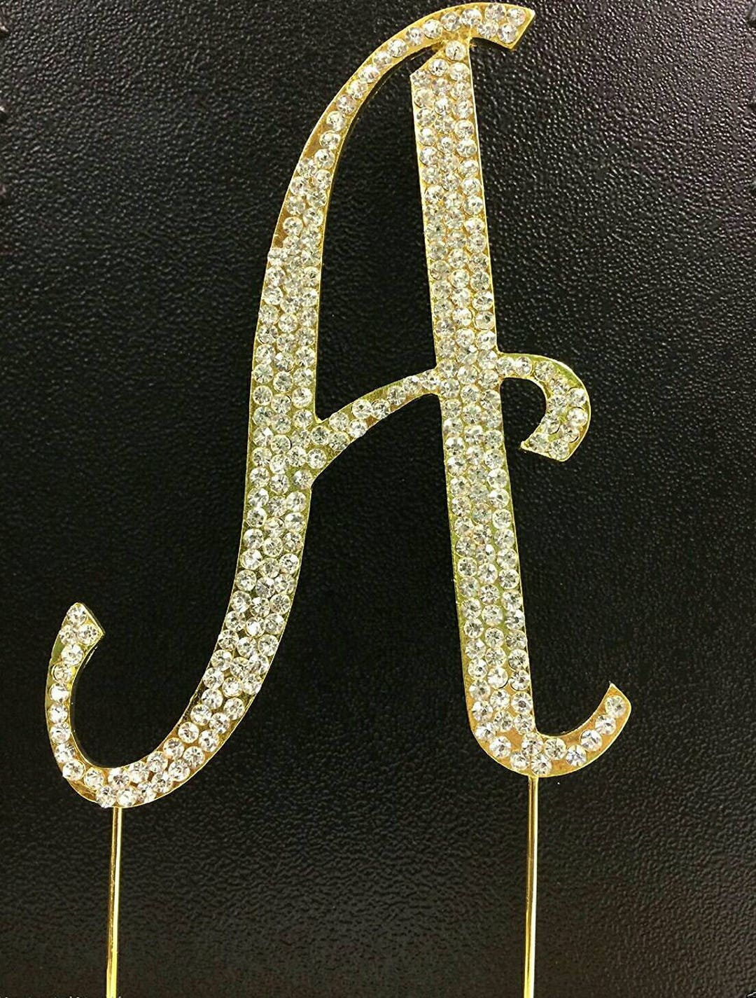 Gold Rhinestone Monogram Letter Cake Topper, Rhinestone Cake Topper ...