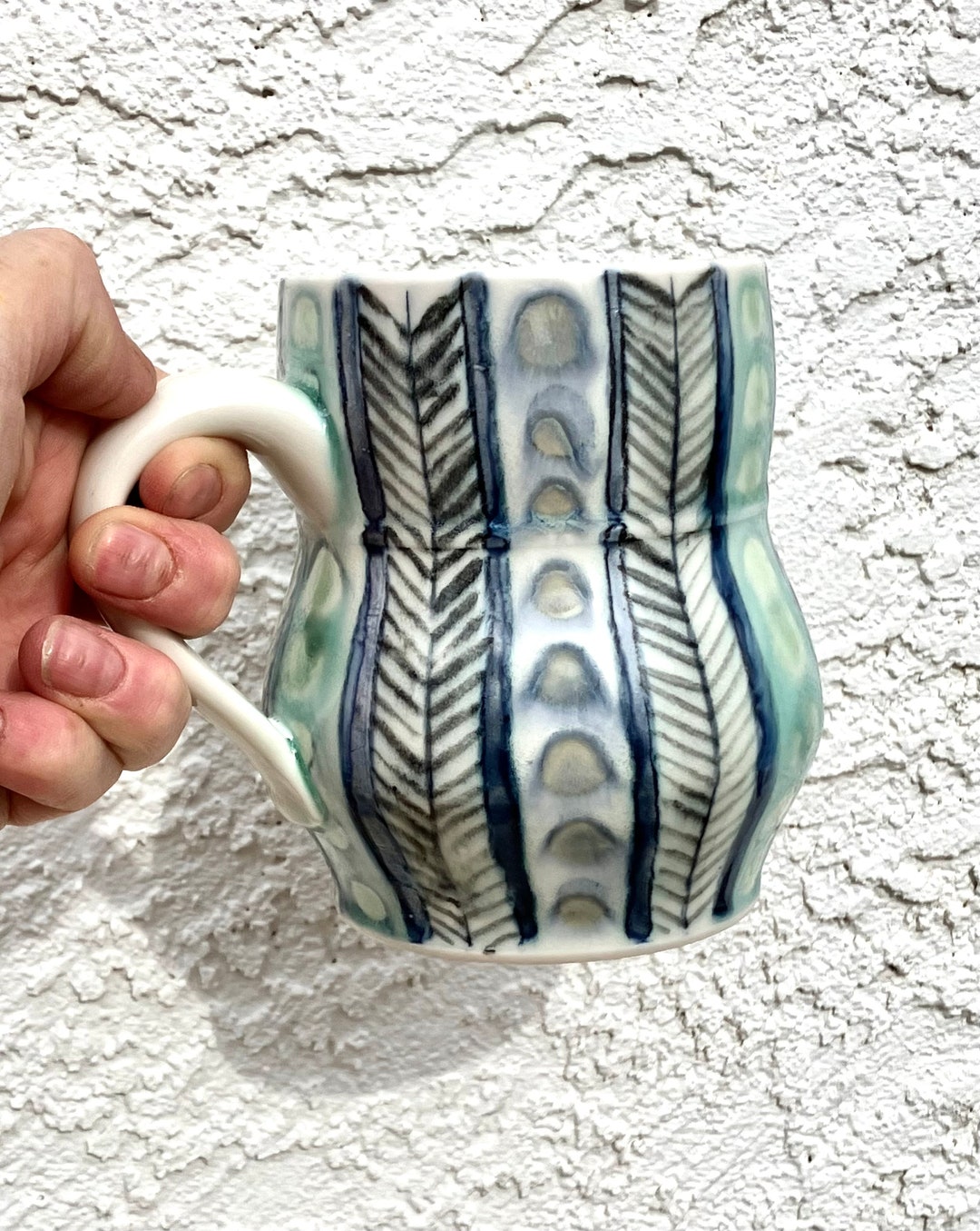 Porcelain Mug in Chevron and Dots - Etsy