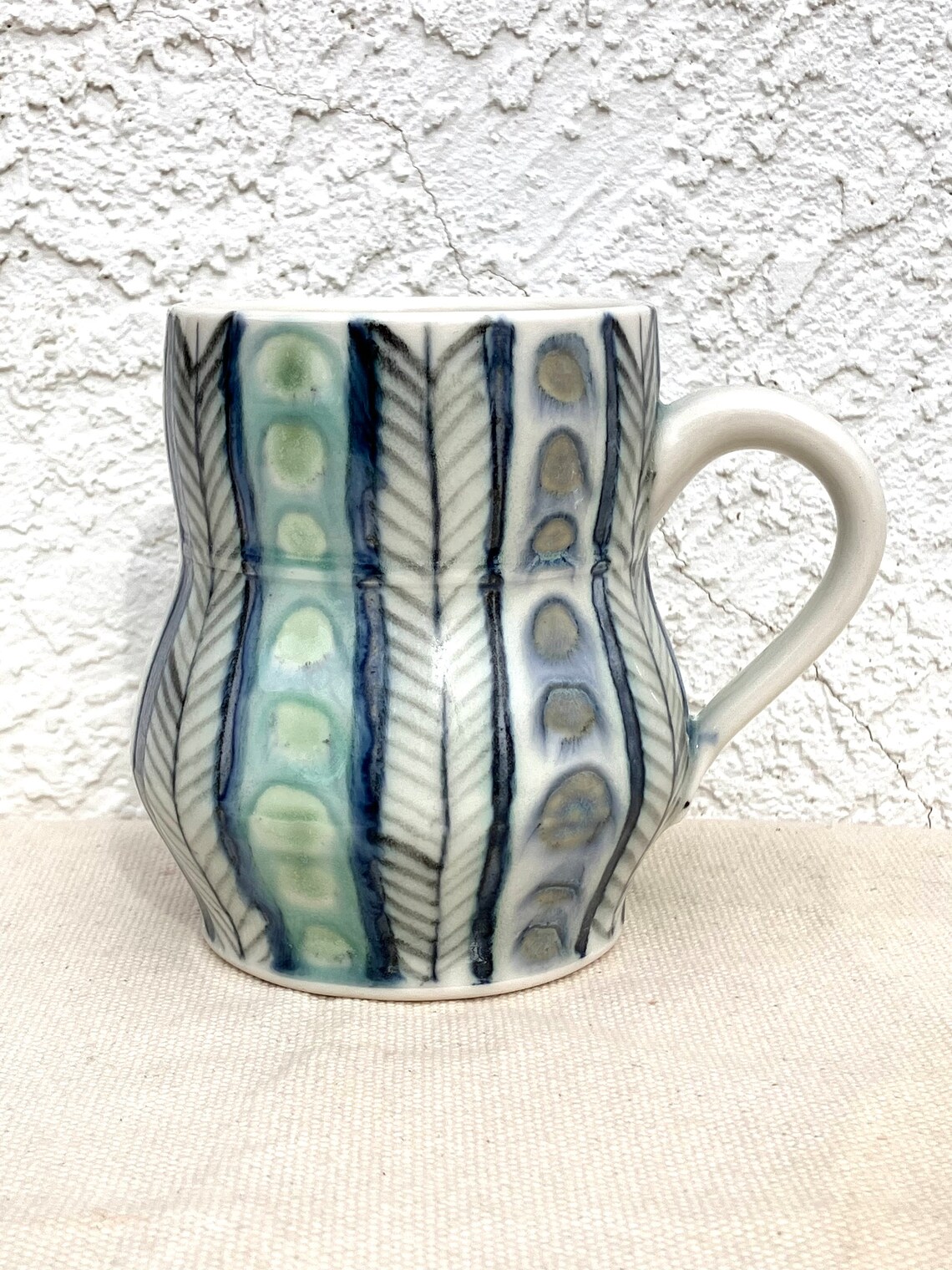 Porcelain Mug in Chevron and Dots - Etsy