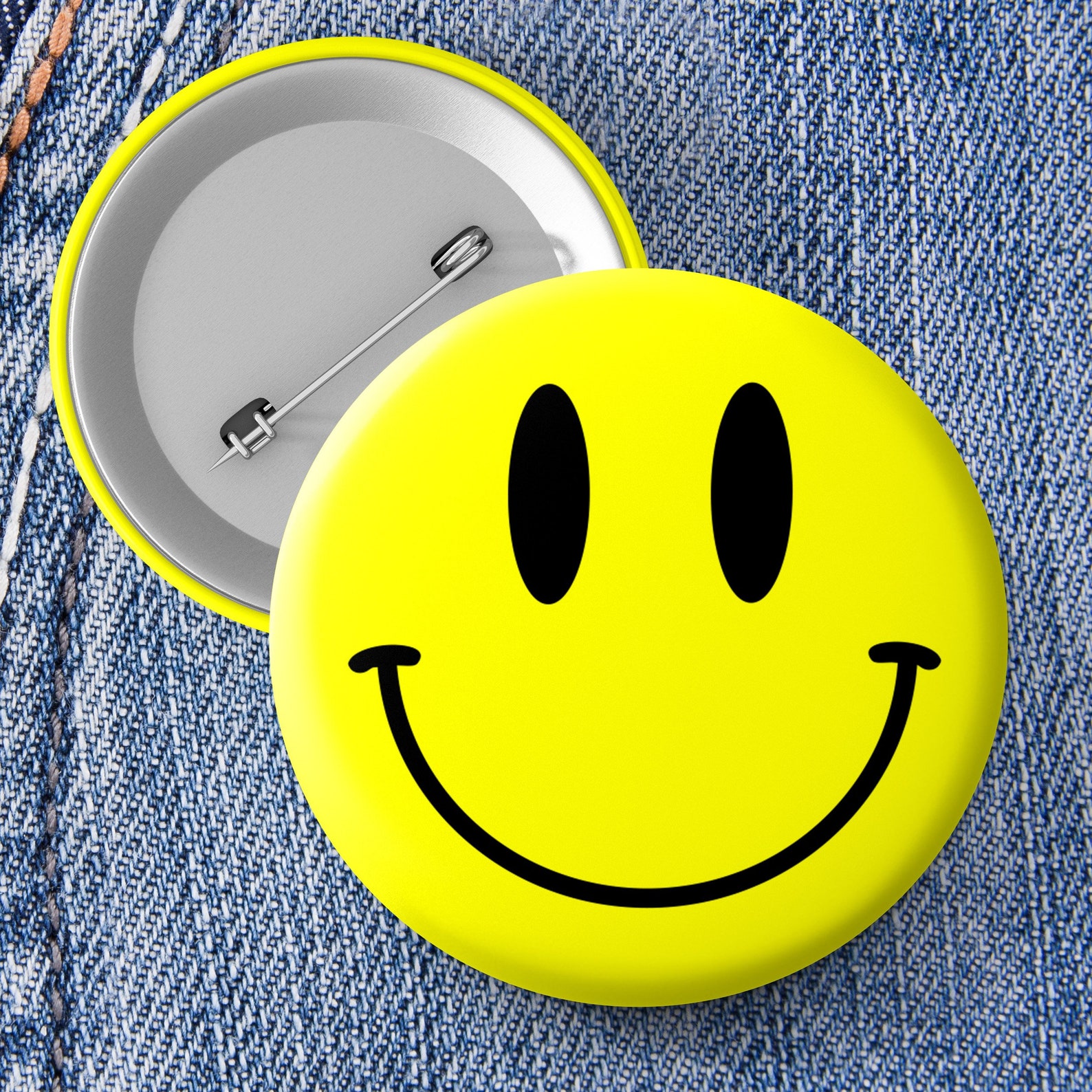 Smiley Gezicht Neon Gele Button Pin Badge Acid House Rave | Etsy