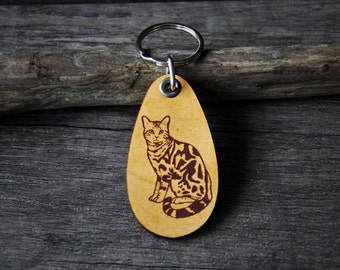 Sleepy Tabby Cat Cat Genuine Leather Keychain - Etsy