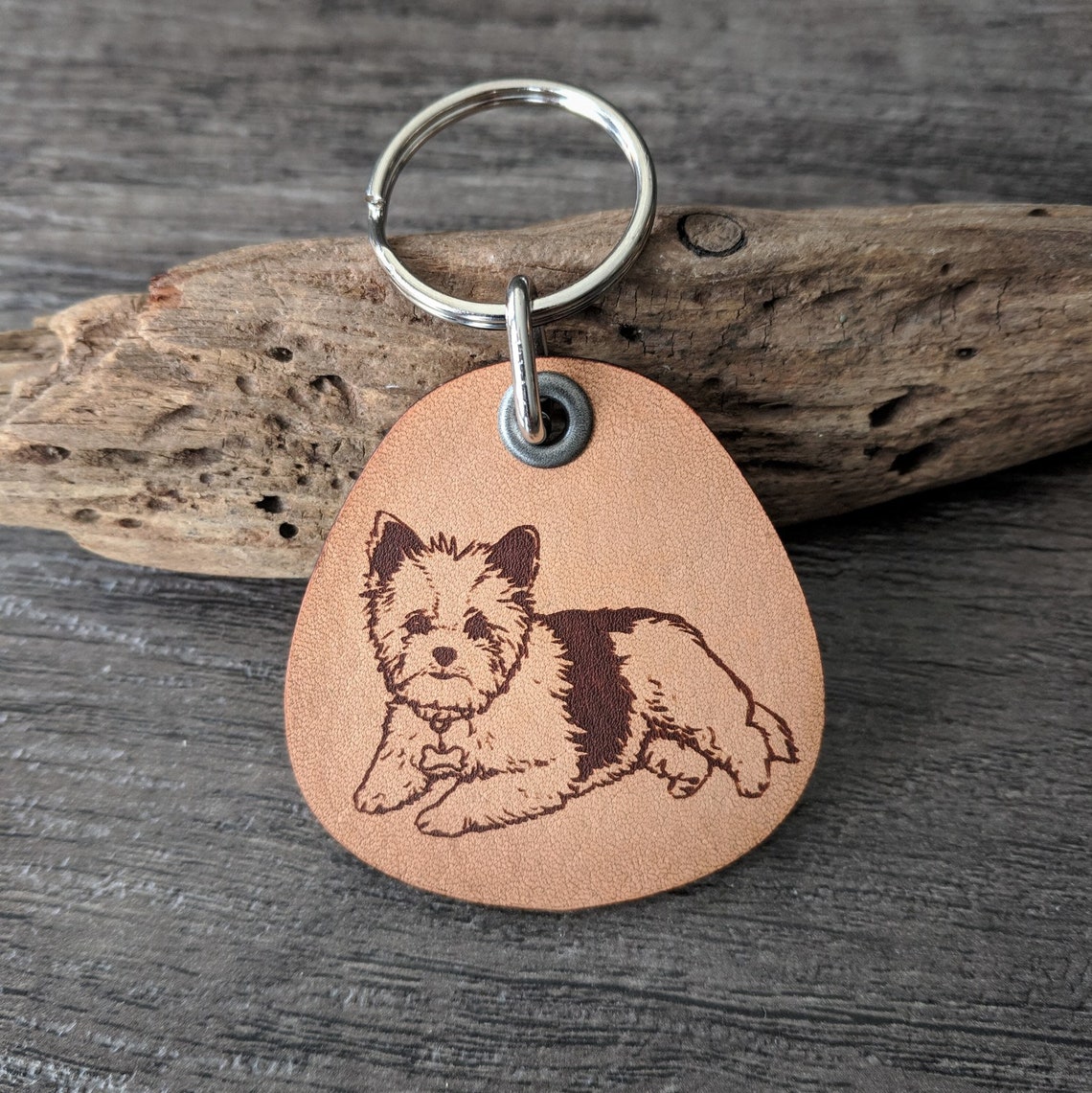 Yorkie Yorkshire Terrier Dog Genuine Leather Keychain - Etsy