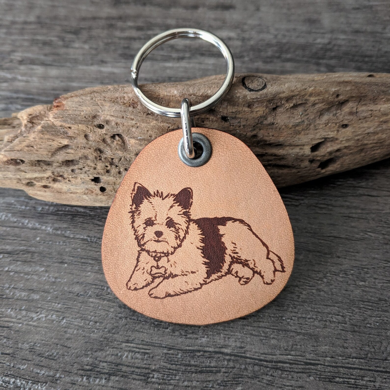 Yorkie Yorkshire Terrier Dog Genuine Leather Keychain - Etsy