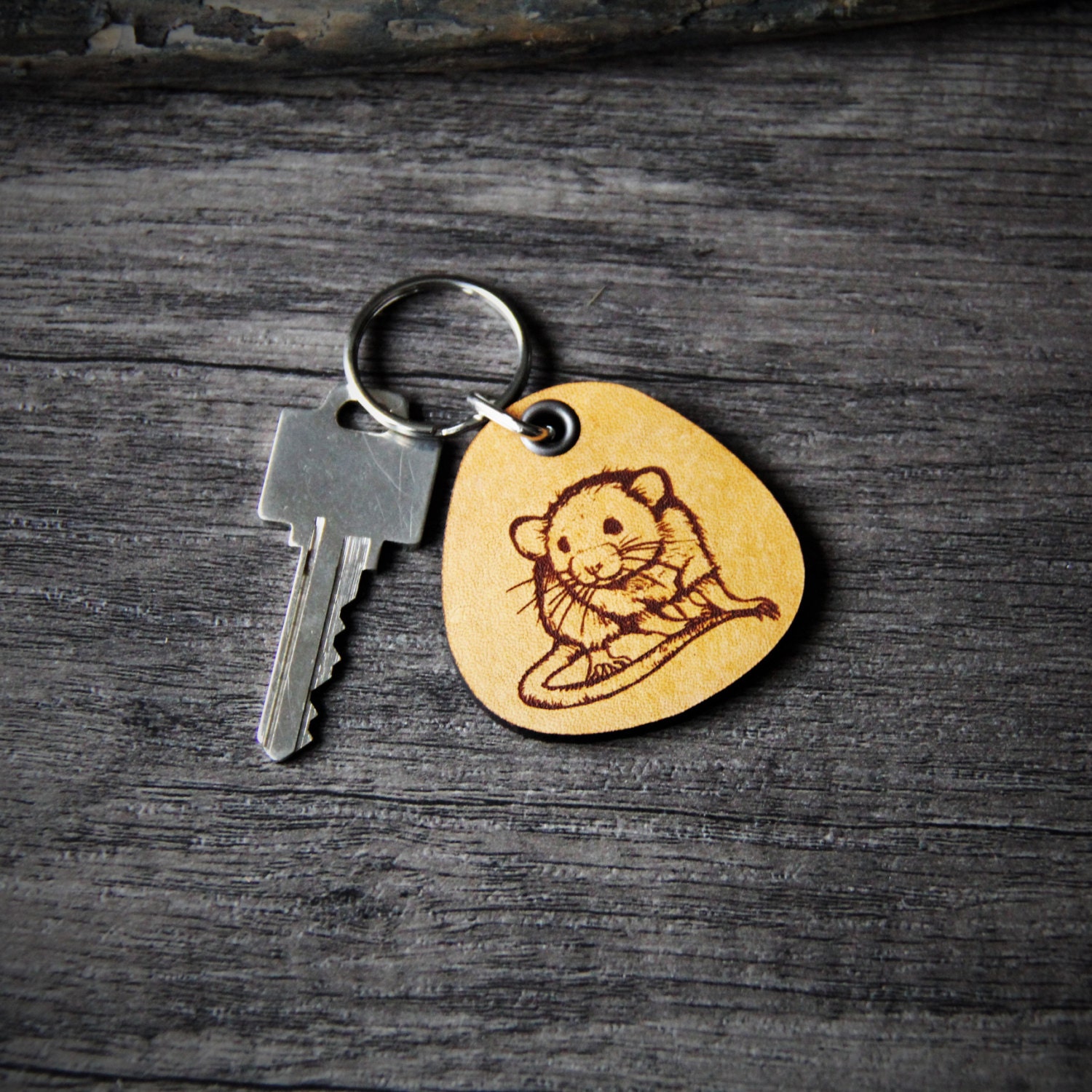 Sweet Dumbo Rat Genuine Leather Keychain - Etsy