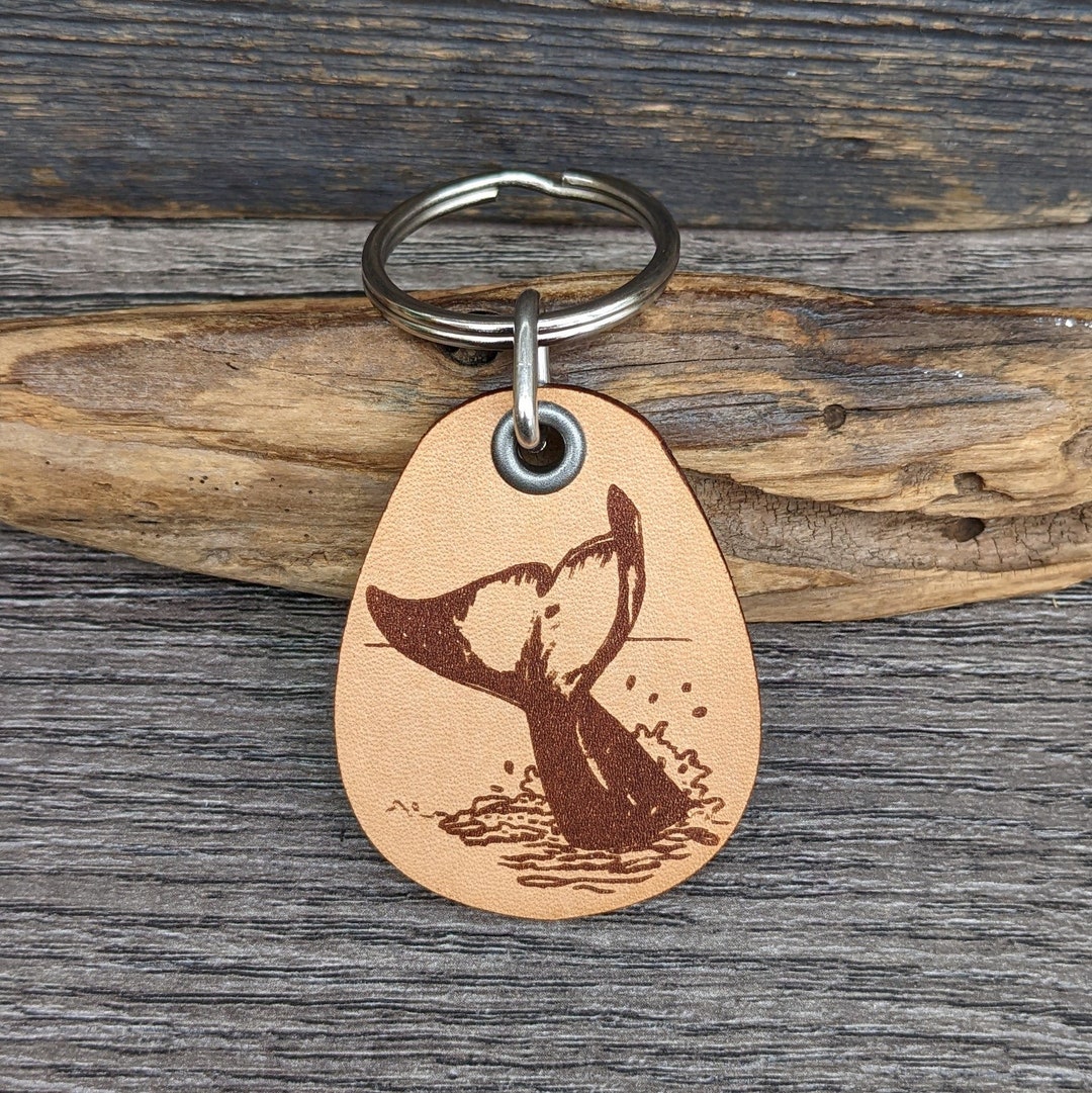 Whale Tail Genuine Leather Keychain Awesome Gift for Whale Watcher - Etsy