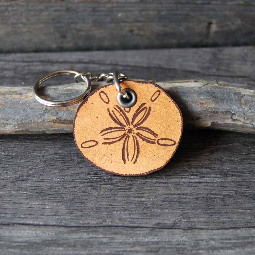 Sand Dollar - Genuine Leather Keychain - Etsy