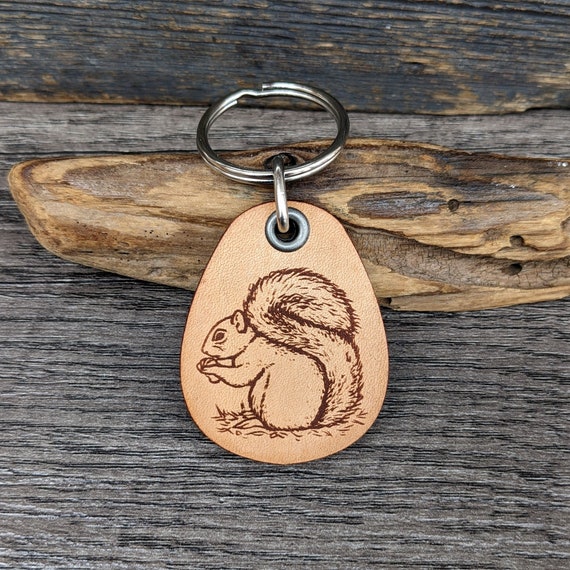 Squirrel Genuine Leather Keychain - Etsy