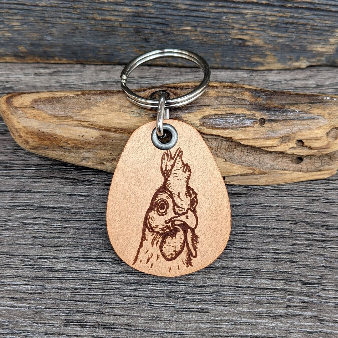Chicken Hen Poultry Farm Themed Genuine Leather Keychain. - Etsy
