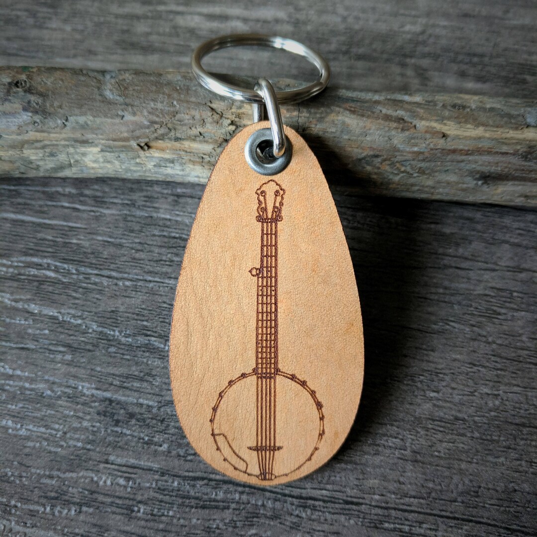 5 String Banjo - Genuine Leather Keychain - Etsy