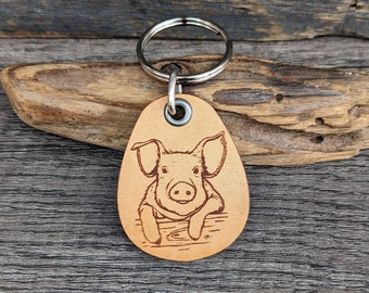 Pig Leather Key Accessory Leather Key Ring Cute Pig - Etsy