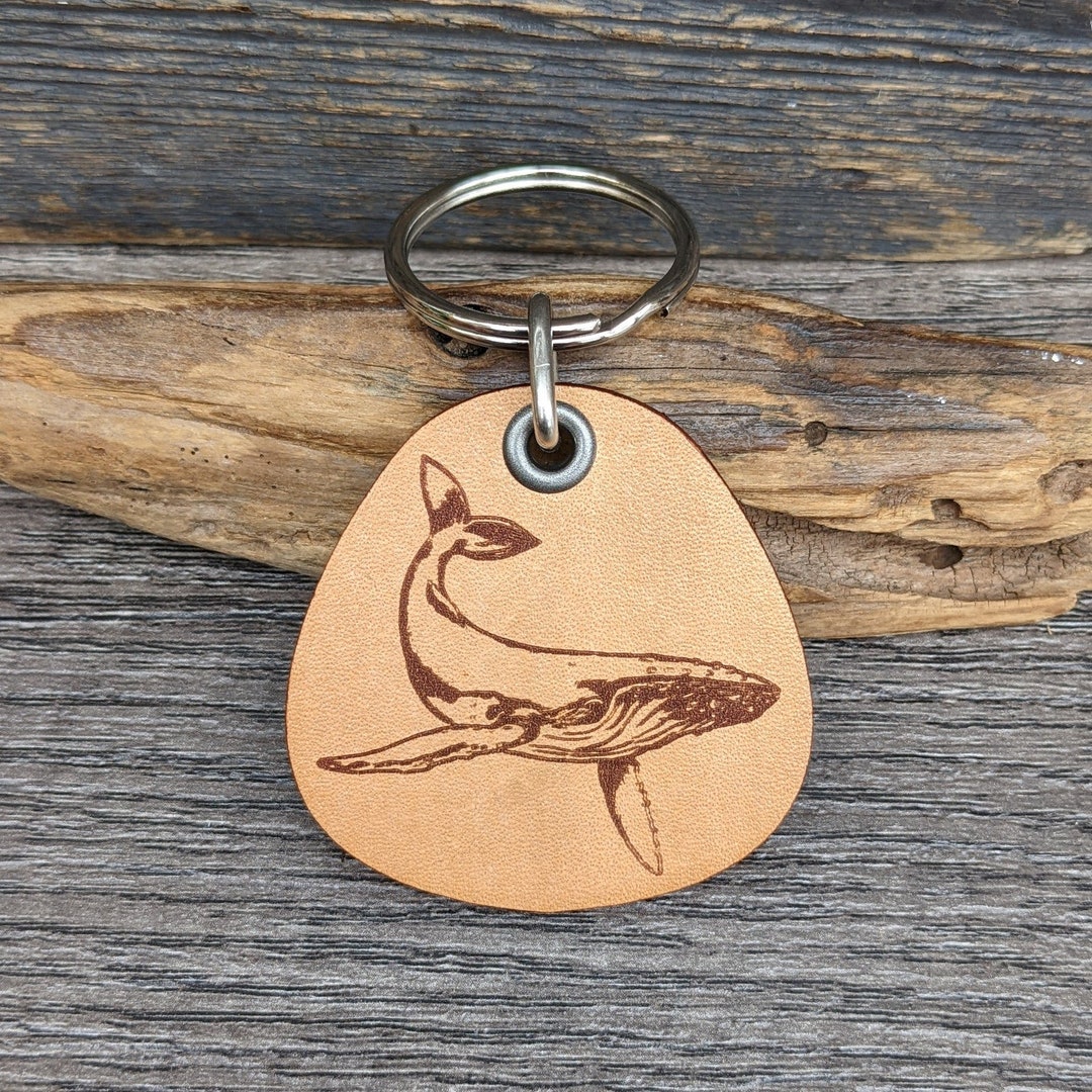Whale Genuine Leather Keychain Awesome Gift for Whale Watcher - Etsy