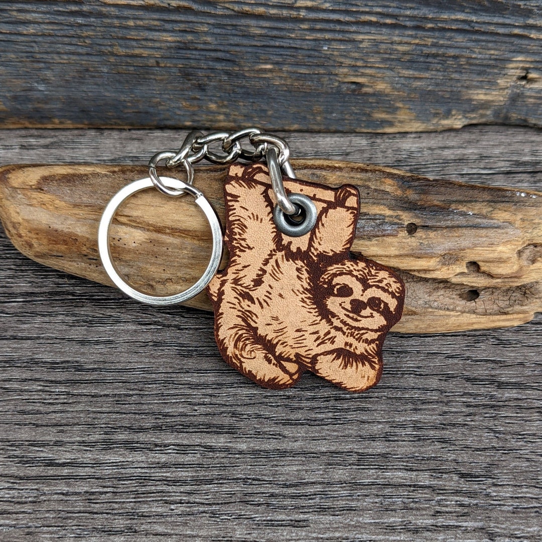 Baby Sloth - Genuine Leather Keychain - Etsy
