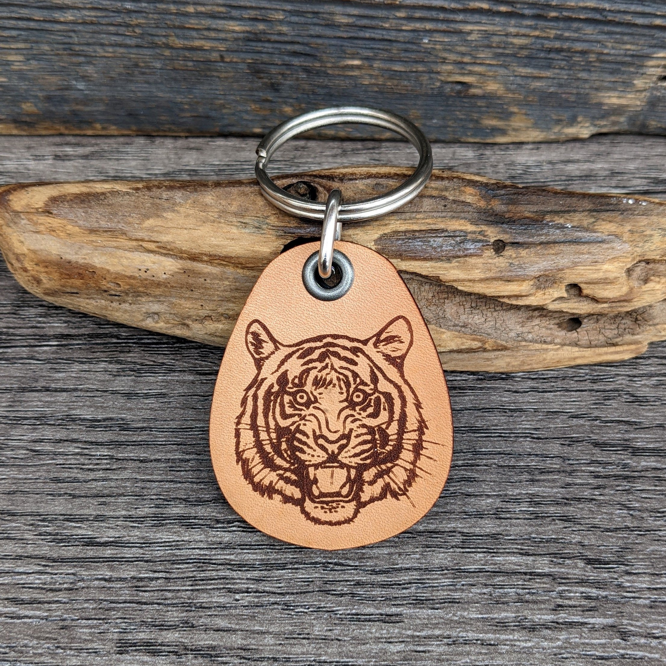 Tiger Genuine Leather Keychain Super Lightweight and Durable - Etsy