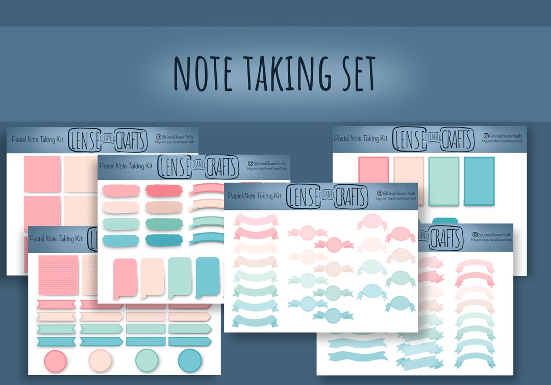 Pastel Note Taking Kit 2 Goodnotes Digital Sticker With Bonus ...