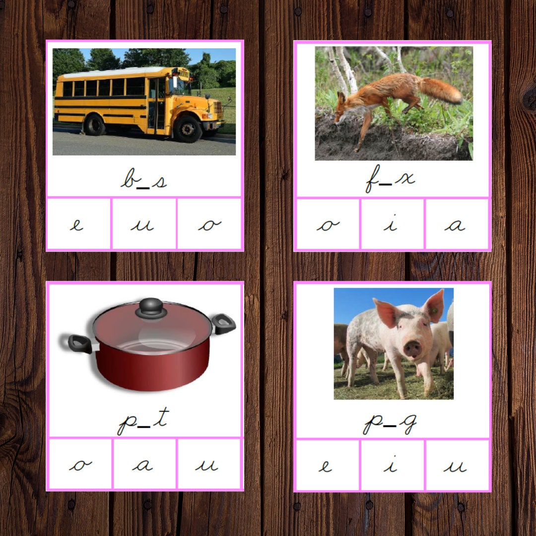 Printable Montessori Pink Series Missing Sound Clip Cards in Cursive - Etsy
