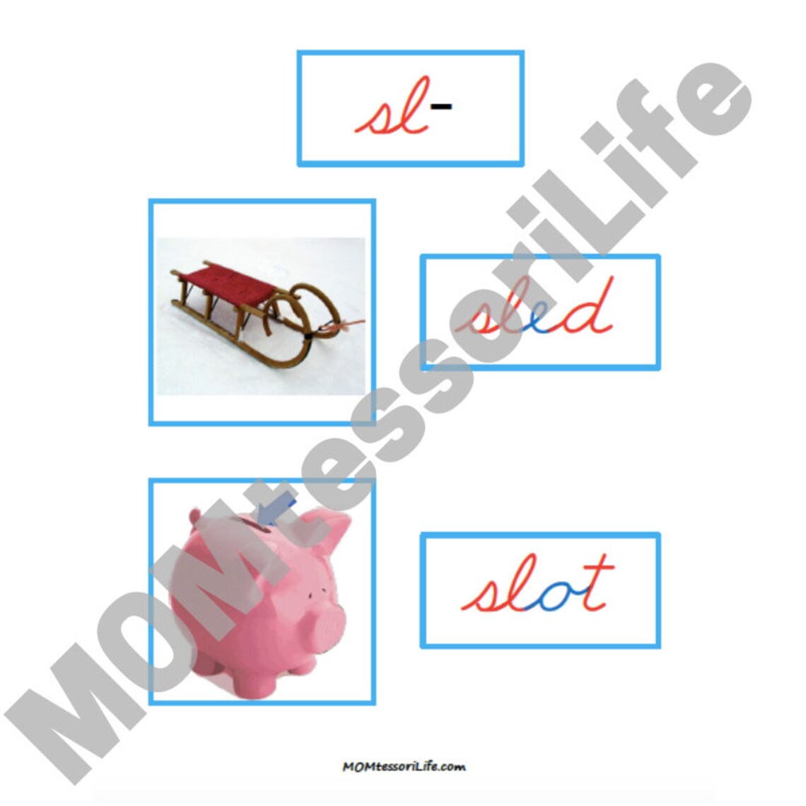 Printable Montessori Blue Series Photos and Word Cards + Word Lists in ...