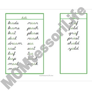 Printable Montessori Green Series Photo and Word Cards + Word Lists in ...