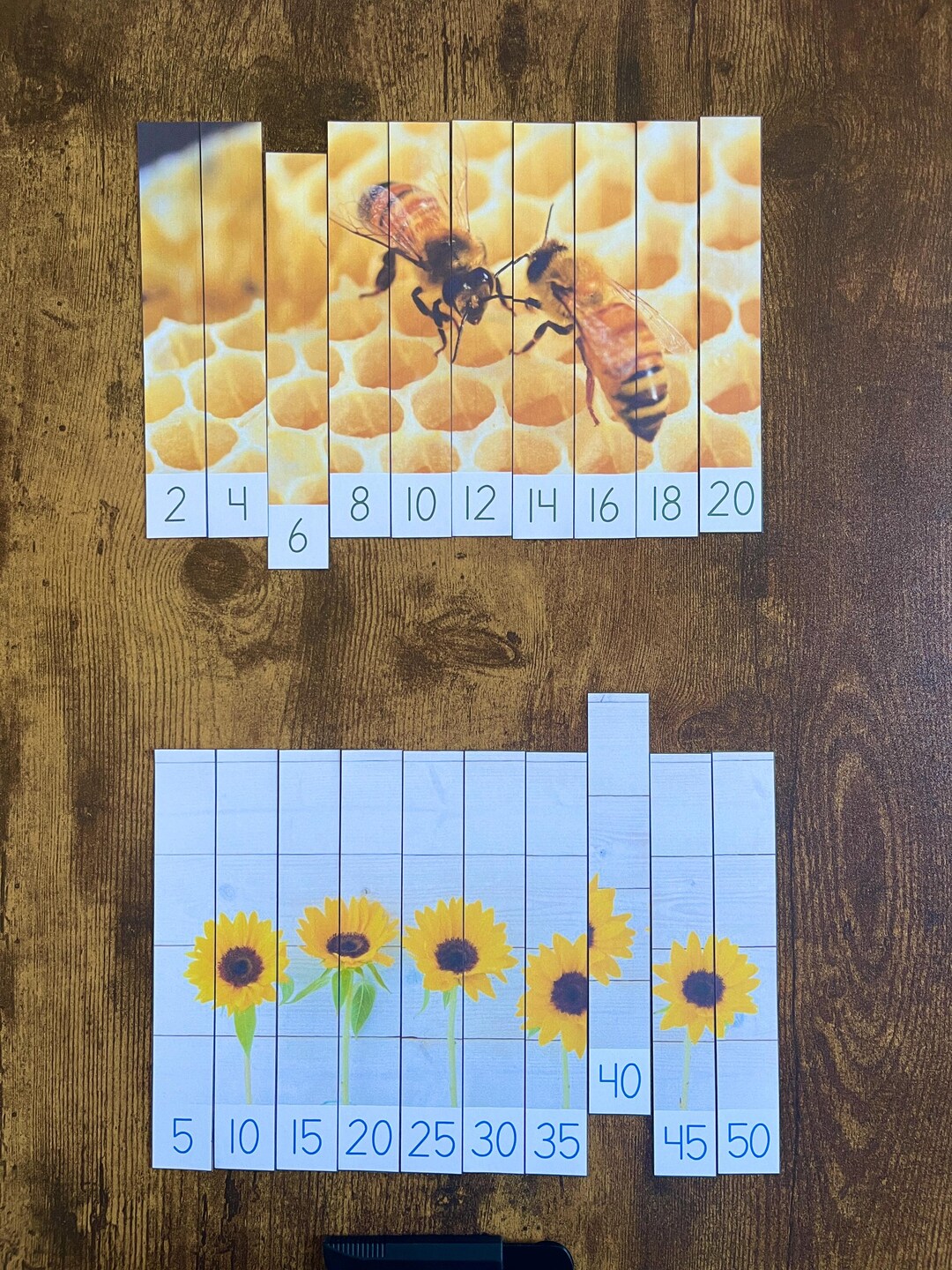 Montessori-inspired Sunflowers & Bees Skip Counting Puzzles - Etsy