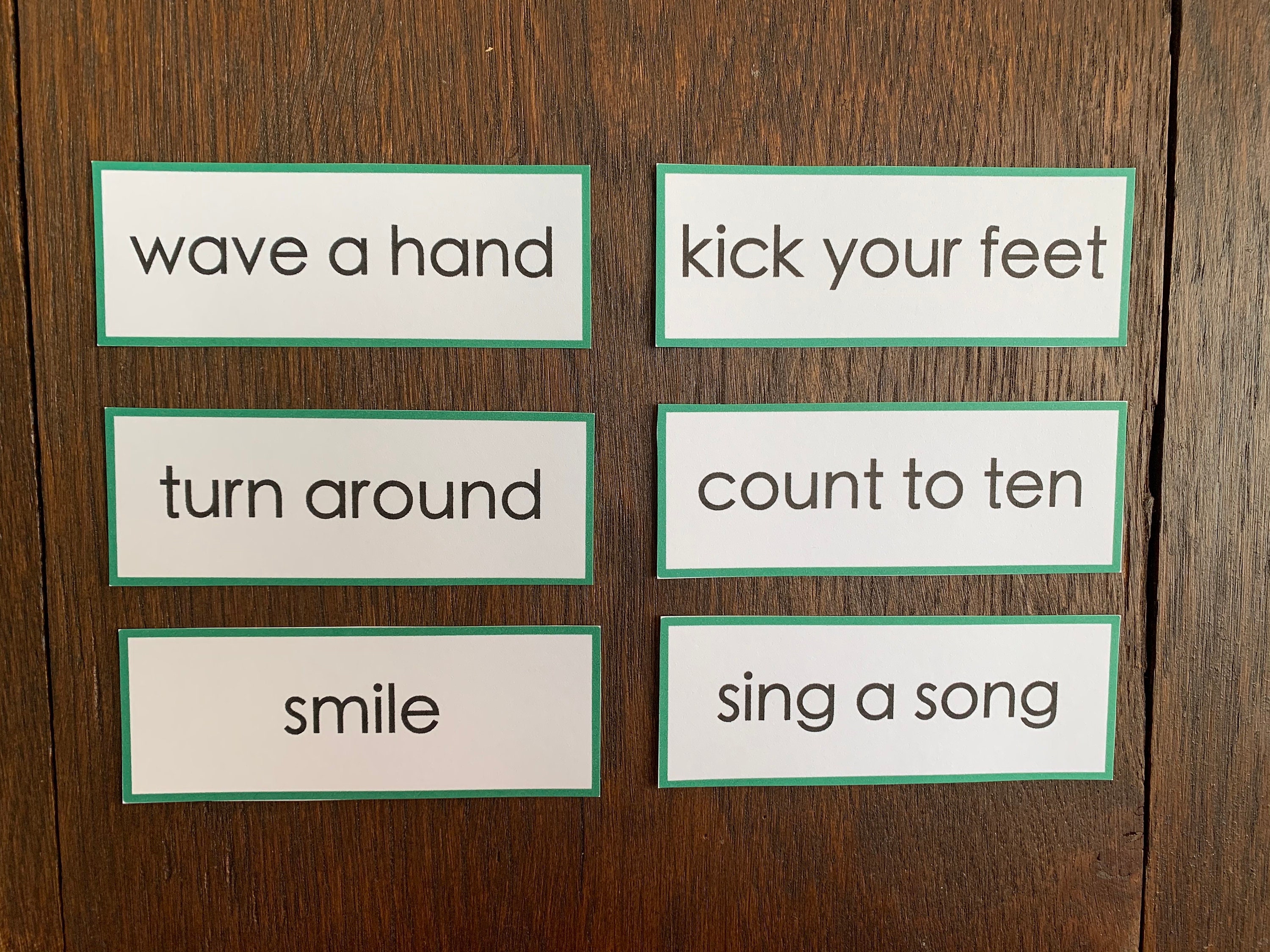 Printable Montessori Phonetic Command Cards -- Pink, Blue, & Green ...