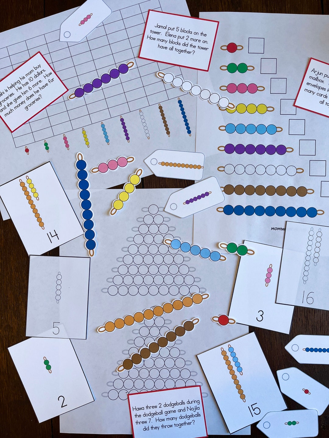 Montessori Colored Bead Bars Extensions Bundle - Etsy