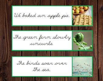Montessori Green Sentence Strips - Etsy