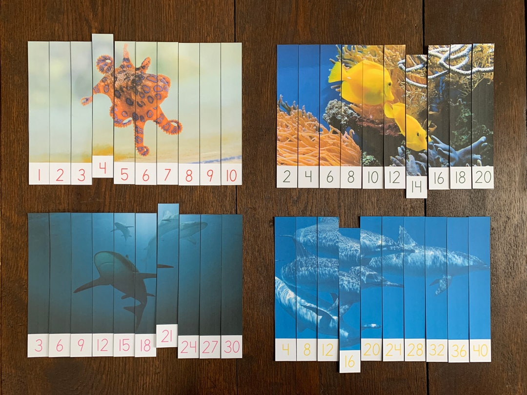 Montessori-inspired Sea Creature Skip Counting Puzzles Printable - Etsy