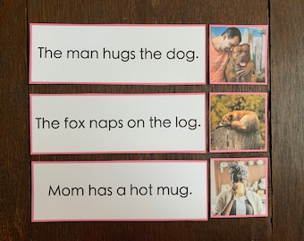 Printable Montessori Blue Series Sentence Strips | Etsy