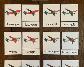 Parts of an Airplane Nomenclature 3-part Cards Printable Montessori ...