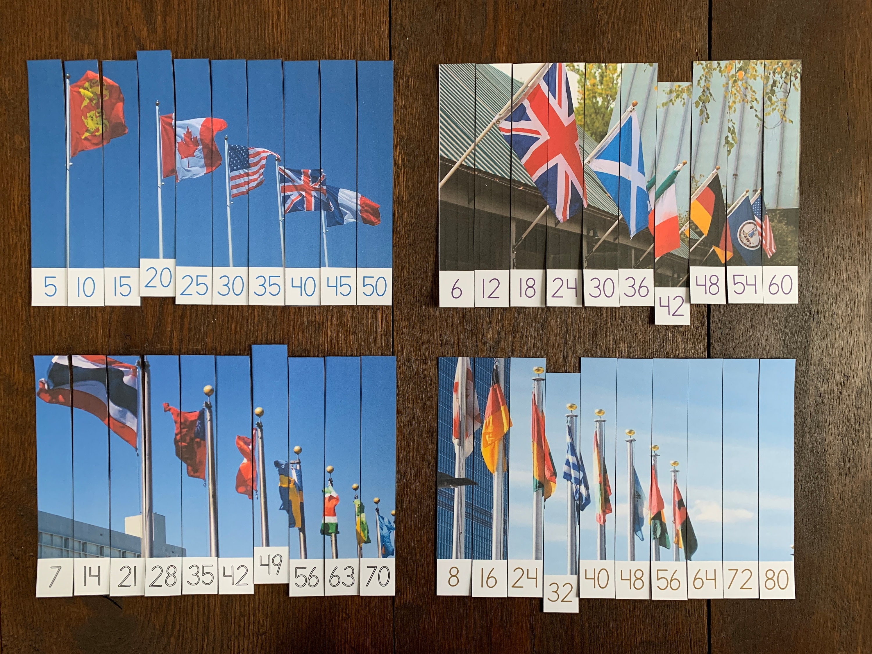 Montessori-inspired Flag Skip Counting Puzzles Printable - Etsy