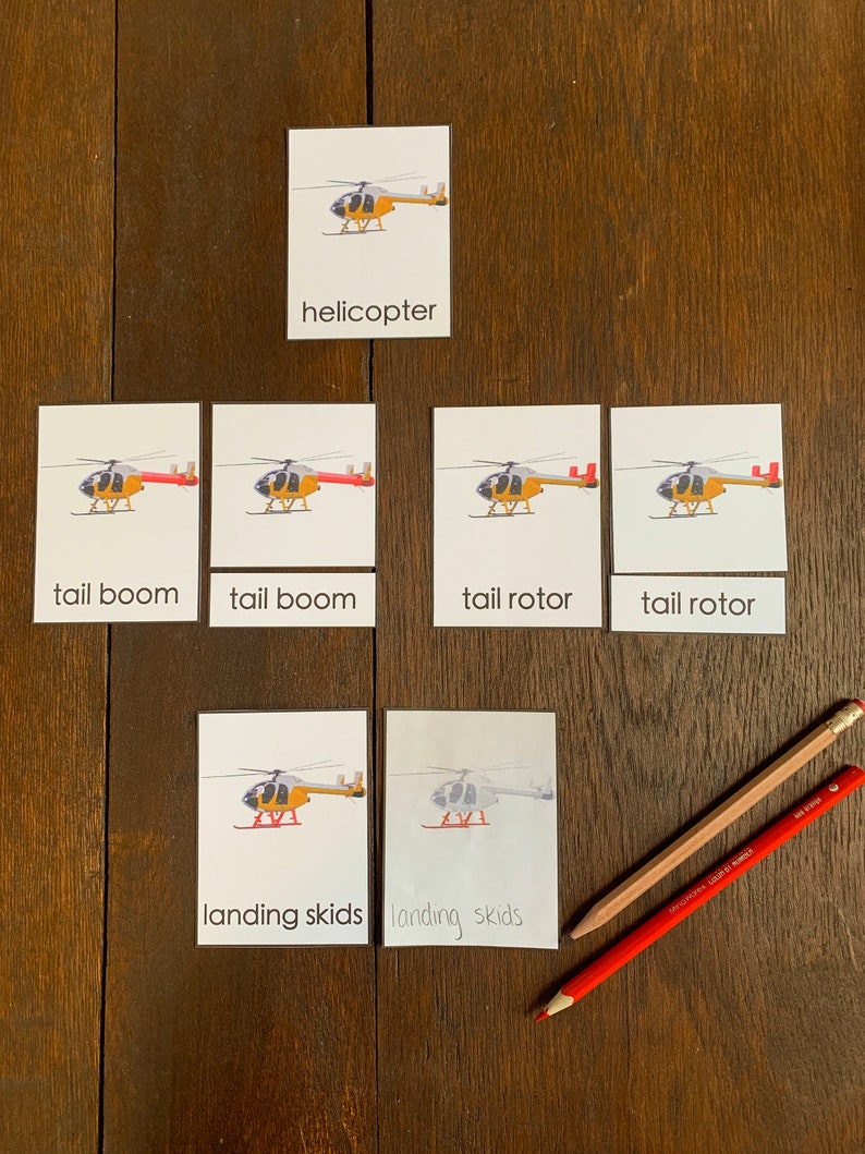 Parts of a Helicopter 3-part Cards Montessori - Etsy