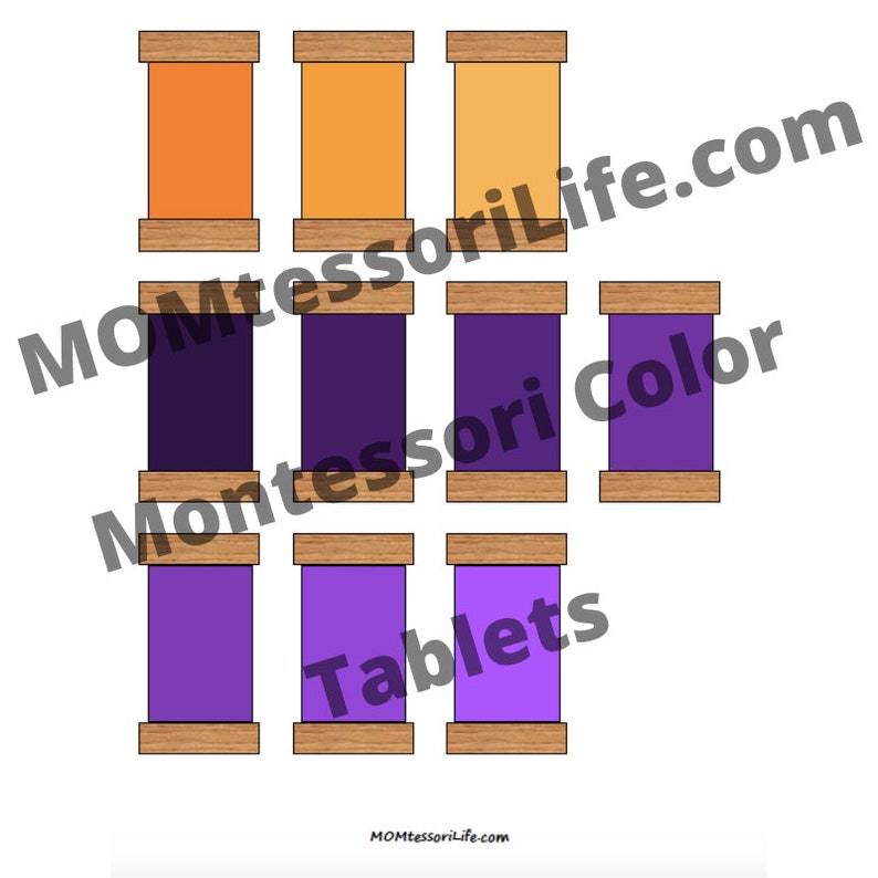 Tabletas de colores Montessori imprimibles - Caja de colores 1, 2 y 3 ...