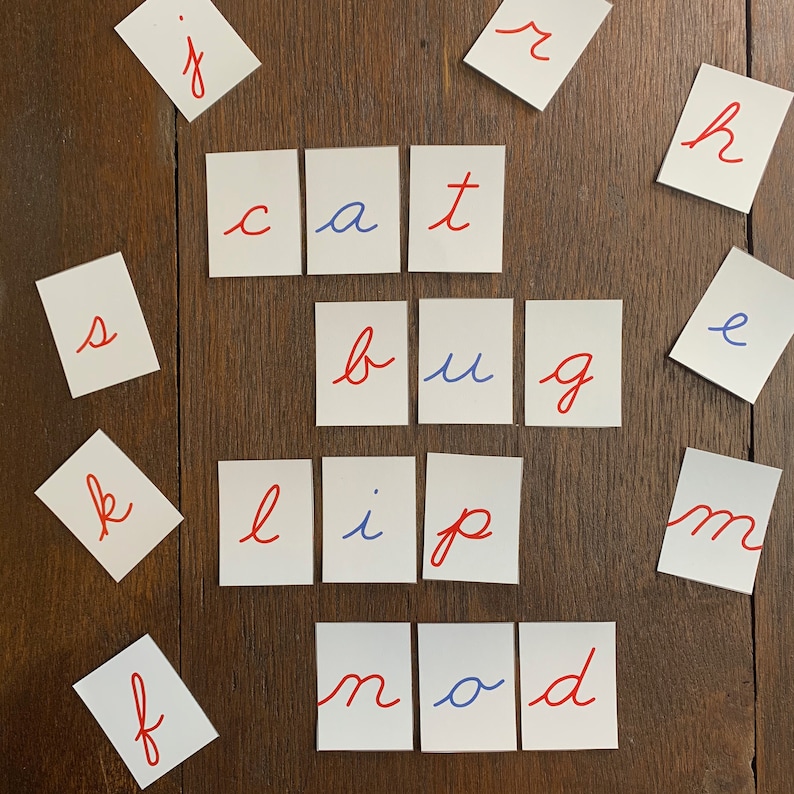 Printable Montessori Movable Alphabet in Print and Cursive | Etsy