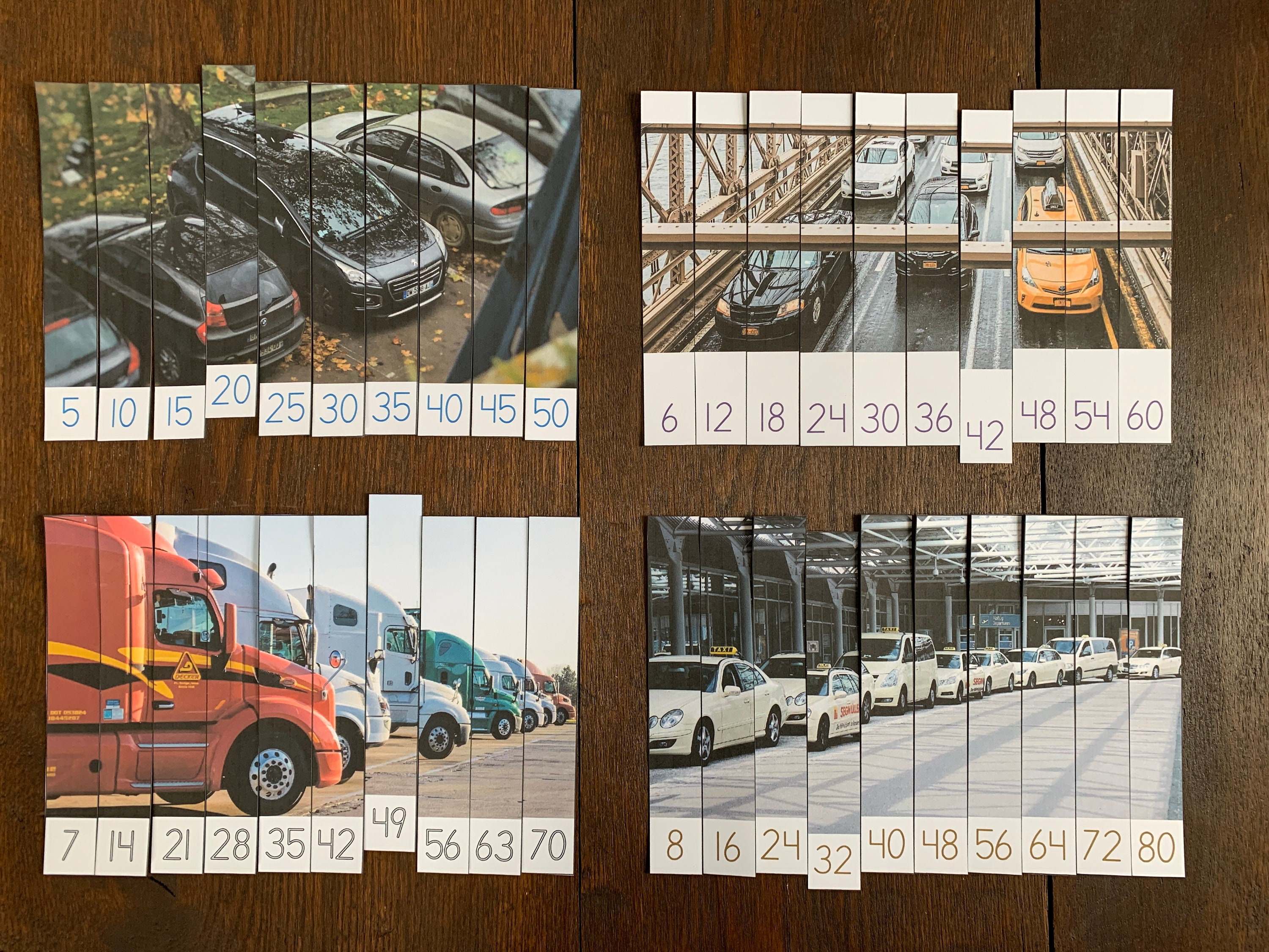 Montessori-inspired Vehicle Skip Counting Puzzles Printable - Etsy