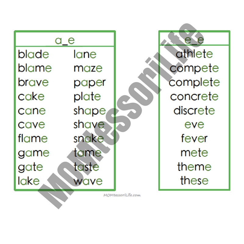 Printable Montessori Green Series Photo and Word Cards Word Lists in ...